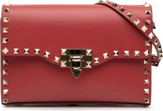 Valentino Garavani Hobo Bags - Small Leather Rockstud Flap Crossbody - Gr. unisize - in Rot - f&uuml;r Damen