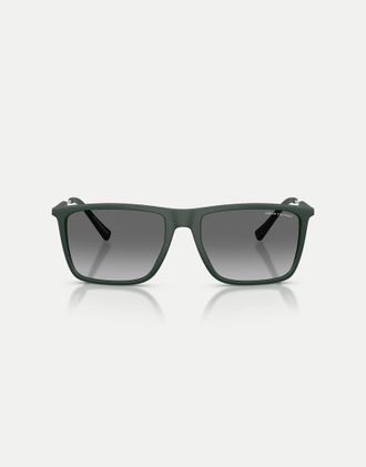 A|X Armani Exchange Lunettes de soleil carrées avec verres gris - Vert foncé mat