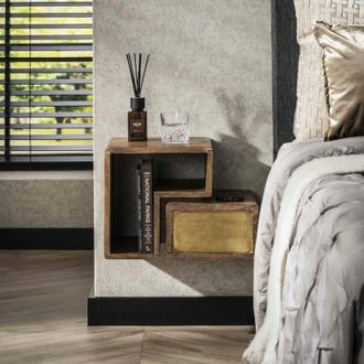 Pier Import Pier Import - Table de nuit murale en bois de manguier finition cuivrée (2 blocs) vara