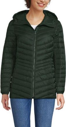Lands End Daunenjacke WANDERWEIGHT Verstaubar Ultraleicht mit Kapuze, Damen, Größe:44-46 regular, Grün, Nylon/Daunen, by Lands End