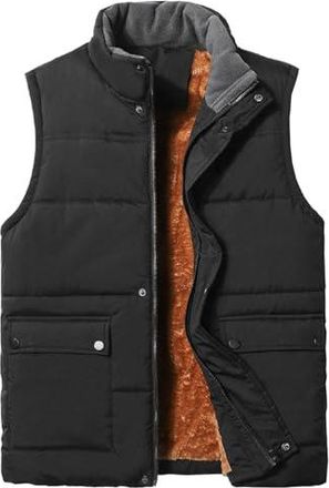 Generic Gilet dhiver doubl&eacute; polaire pour homme, veste imperm&eacute;able sans manches, chaude, d&eacute;contract&eacute;e, noire, taille XL