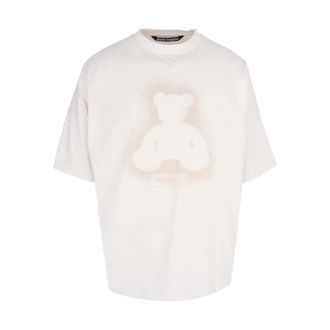 Palm Angels Spray Bear Baumwoll-T-Shirt - - Tops - Herren - Wei&szlig; - S