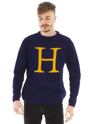 Harry Potter Weihnachtspullover Harry Letter H Gestrickter Unisex Blue Sweater