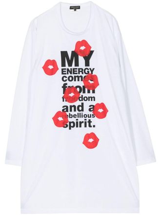 Comme Des Garçons t-shirt à slogan imprimé - Blanc