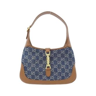 Gucci Pre-owned Sac bandouli&egrave;re Jackie 1961 en jean GG Jacquard et cuir - Femme - Pre-owned - Bleu - Taille: ONE Size