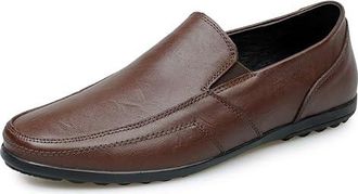 Generic Mocassins for Hommes Chaussures Bout Rond Cuir v&eacute;g&eacute;talien Couleur Unie Mocassins Chaussures Anti-d&eacute;rapant l&eacute;ger Flexible Bal sans Lacet(Marron,39 EU)