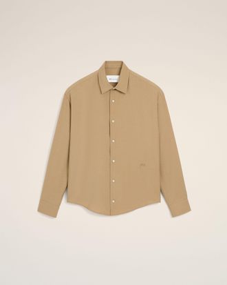 Ami Ami Paris - Chemise boxy beige en twill de viscose Beige Mastic - Taille : XXL - Unisex