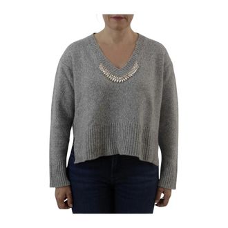 Brand Unique V-neck Strickware - - Knitwear - Damen - Grau - M