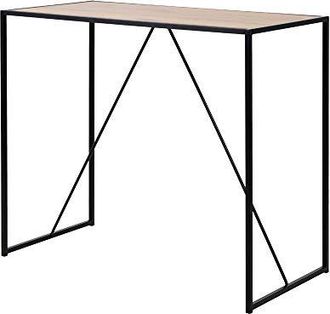 Selsey KRAPINA - Stehtisch/Bartisch im Loft-Style - schwarzes Metallgestell - Tischplatte 120 x 60 cm - H&ouml;he 105 cm (Holzoptik Eichefarben)