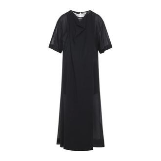 Carven Femme, Robes, Noir, Taille: 36 FR Sheer Draped Midi Dress
