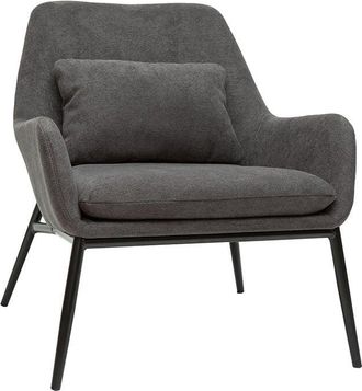 Miliboo Miliboo - Fauteuil design en tissu effet velours gris fonc&eacute; et m&eacute;tal noir maxine