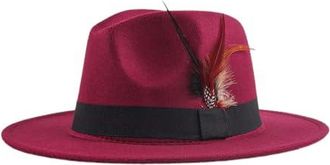 Generic Chapeau Fedora 2025 pour homme et femme - Chapeau à large bord - Accessoires de costume Panama des années 1920 - Chapeau dété pour femme, bordeaux, Ta
