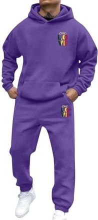 Generic Ensemble sweat &agrave; capuche et pantalon de surv&ecirc;tement pour la Saint-Valentin pour hommes 2026, violet, 3XL