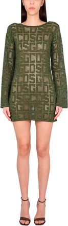 GCDS Gcds, Femme, Robes, Vert, Taille: 40 FR Boat Neckline Back Drawst