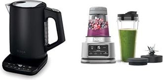 Ninja Bouilloire Ninja Perfect Temperature, 1,7 L, contr&ocirc;le de la temp&eacute;rature, affichage LED, KT200EU + Ninja Foodi Power Nutri Blender 2-en-1, gobelet de 7