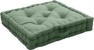 Enjoy Home Bodenkissen mit Griff, 50 x 50 cm, Tongr&uuml;n, 100% Baumwolle, &Ouml;ko-Tex-Zertifiziert, F&uuml;llung 100% recycelte Baumwolle, gesteppt, um einen Guten Halt zu g