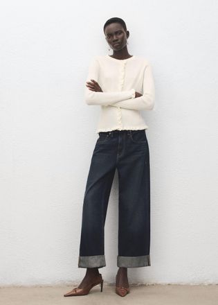 Mango Cardigan bords festonn&eacute;s &eacute;cru - Femme - XS - MANGO