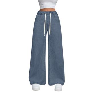 Generic Jeans Femme Larges Jean Stretch Slim &Agrave; Elastique Femme G&eacute;n&eacute;rique Mode Pantalon V&ecirc;tements Haute &Eacute;lastique Jeans Baggy Jambes Taille D&eacute;contract&eacute; Pantalo