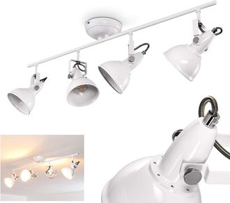 HOFSTEIN Deckenleuchte Tina, verstellbare Deckenlampe aus Metall in Weiß, 4-flammig, Lampenschirm dreh- u. schwenkbar, 4 x E14-Fassung, Spot im Retro-Design, o