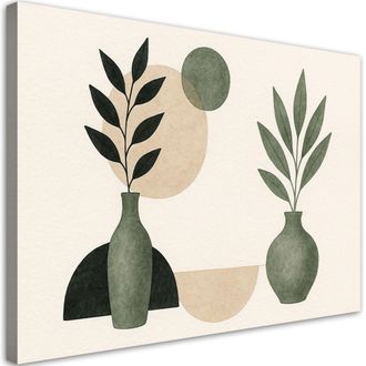 Artgeist Artgeist - Quadro Su Tela, Vasi Verde Minimalismo Beige Botanica - 60x40