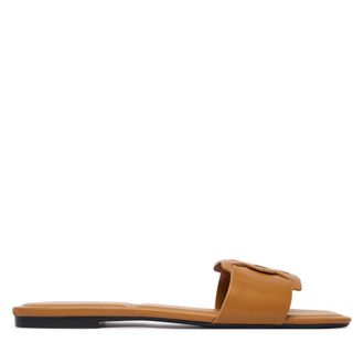 Calvin Klein Pantoletten Calvin Klein Square Flat Sandal Emblem HW0HW03128 Braun