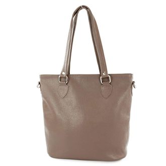 modamoda.de T215 Damen Leder Schultertasche Shopper Large handmade in Italy (Graubraun)