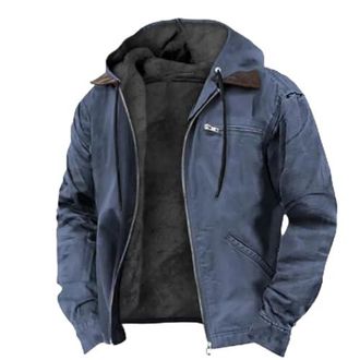 Generic Veste &agrave; capuche pelucheuse pour homme - Grande taille - Avec fermeture &eacute;clair - Tendance - &Eacute;pais - Chaud et l&eacute;ger - Confortable - Polyvalent, bleu, XX