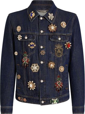 Dolce & Gabbana Jeansjacke mit Kristallen - Blau