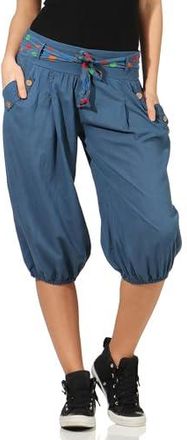 Malito more than fashion Malito Femme Pantalon Harem Court Ceinture Baggy Aladin Yoga 3416 (Bleu de Jean)