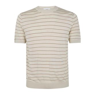 Lardini T-shirt en maille ray&eacute;e - Homme - Tops - Beige - Taille: M