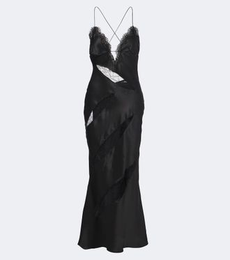 Roberto Cavalli Slipdress aus Seidensatin mit Spitze