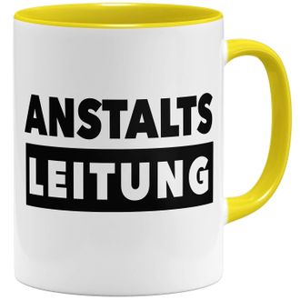 OM3 Anstaltsleitung Statement Tasse mit Spruch - Keramik Becher - 11oz 325ml - Beidseitig Bedruckt - 2 - Gelb