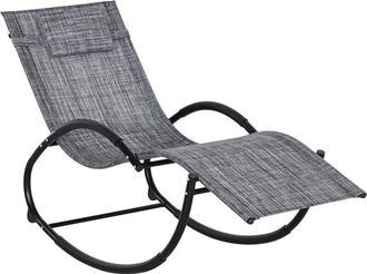 OUTSUNNY Chaise longue &agrave; bascule - Outsunny - avec t&eacute;ti&egrave;re - utilisation ext&eacute;rieure int&eacute;rieure - gris chin&eacute;