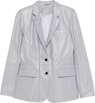DESA 1972 blazer en cuir &agrave; rabat - Gris