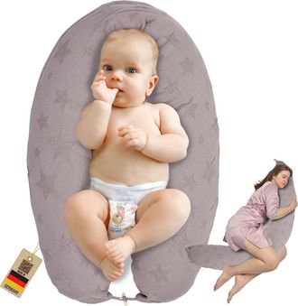 Sei Design Stillkissen Mikroperlen XXL Lagerungskissen Schwangerschaftskissen Seitenschläferkissen 190x30 cm groß (Bezug Gestrickt Pale-Mauve, Füllung EPS Mikrop