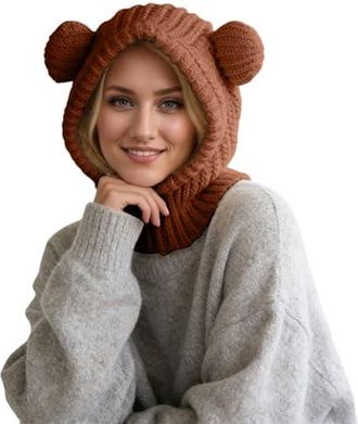 Generic Bonnet Femme Hiver Bonnet Femme Chapeau Femme Hiver Confortable Classique - Ski Visage Complet Coupe-Vent, Protection Totale Oreilles Et Cou, Id&eacute;al po