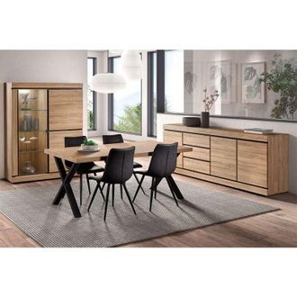 Altobuy Altobuy - Ensemble s&eacute;jour Massire 3 pi&egrave;ces avec table rectangulaire 230cm - Buffet et vitrine ch&ecirc;ne fran&ccedil;ais - Syst&egrave;me de fermeture Softclose