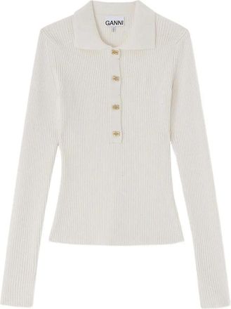 Ganni Poloshirt - Wei&szlig;