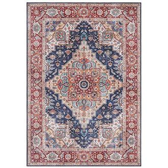 Nouristan Tapis de Salon au Design Oriental Sylla - Rond - Diamètre : 160 cm - 100% Polyester - Dos en Coton - Facile dentretien - Bords arrondis - Compatible a