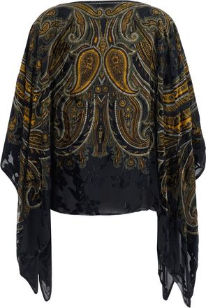 Etro Devor&eacute; Technical Fabric Cape - Black