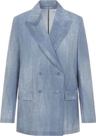 Ermanno Scervino Femme, Vestes, Bleu, Taille: 36 FR Marocain Denim Print Jacket