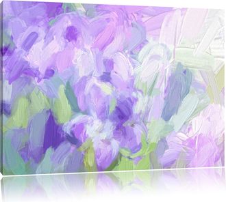 Pixxprint Lilane Lavendelblumen Kunst, Größe: 100x70cm, Leinwandbild, fertig gespannt, Wandbild, Dekoration, Kunstdruck, kein Poster