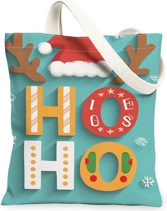 Generic Sacs fourre-tout en toile amusants pour les vacances, design dhiver color&eacute;, sacs d&eacute;picerie, sacs d&eacute;picerie r&eacute;utilisables, l&eacute;gers et lavables en toile 