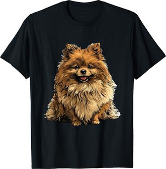 Whyitsme Design Illustration eines orangefarbenen pommerschen Hundes T-Shirt