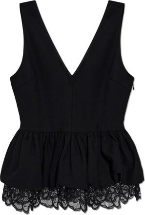Rotate Rotate Birger Christensen - Top &agrave; bordure en dentelle - Femme - Tops - Noir - Taille: 40 FR