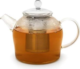 Bredemeijer kleine gl&auml;serne einwandige Teekanne 0.5 Liter inkl. Filtersieb aus Edelstahl - zur Aufbereitung von losem Tee