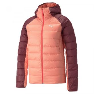 Puma Puma W Packlite Hooded Down Jacket Colorblock-Pink-Rot - Daunen Warme wasserabweisende Damen Daunenjacke, Größe M - Farb