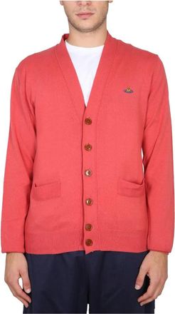Vivienne Westwood Homme, Pulls, Rouge, Taille: S Cardigan With Orb Embroidery