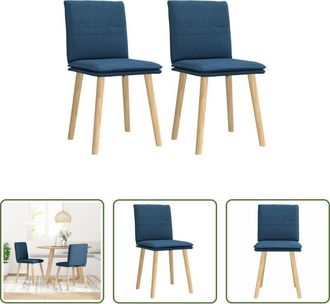 vidaXL Stuhl - Esszimmerst&uuml;hle 2 Stk. Blau Stoff
