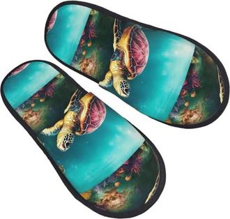 Generic Pantoufles DH&ocirc;tel Tortues Marines Nageant En Mer R&eacute;utilisables Hiver Pantoufles Portative Chaussons Invit&eacute;s Pour Automne Chambre Homme L